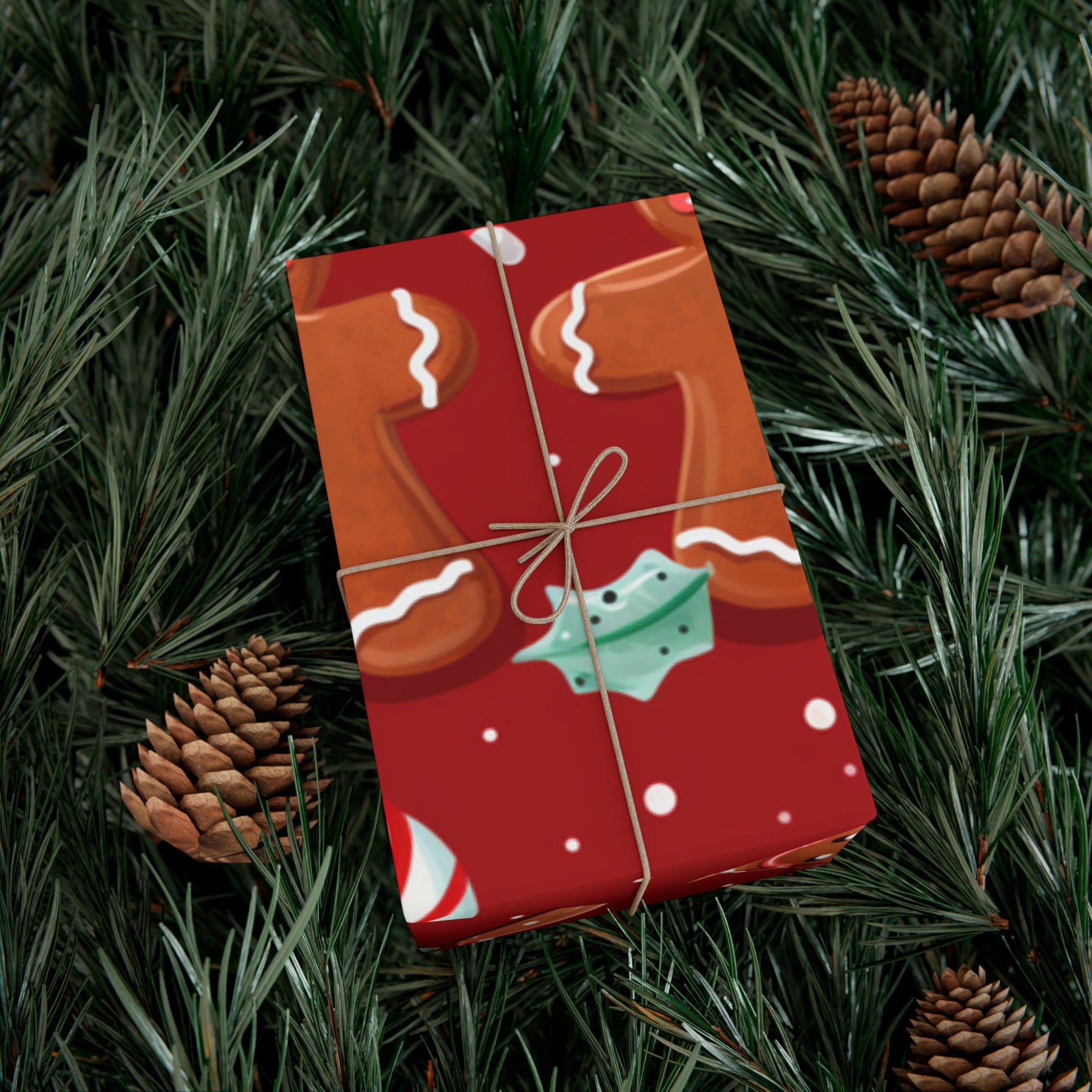 Gift Wrap Papers, Red Gingerbread Man Christmas Candy Cane sold by ...