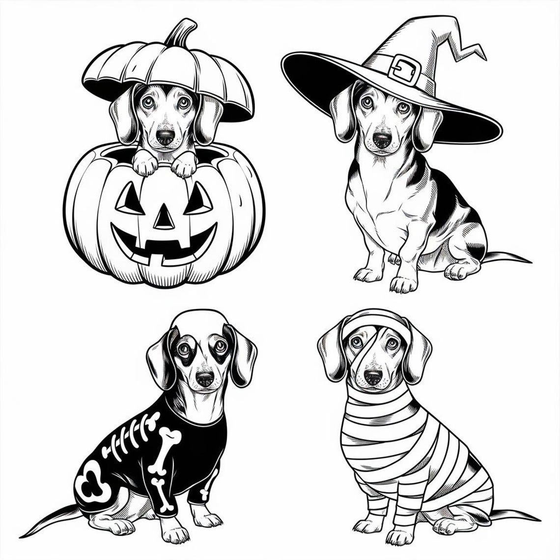 Halloween Dachshund PNG Bundle, Cute Dog Lipart, Halloween Dog ...