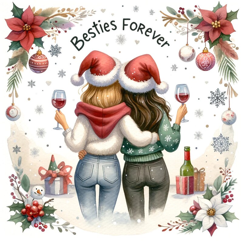 Besties Forever PNG, Digital Download, Christmas Ornament Png, Holiday ...