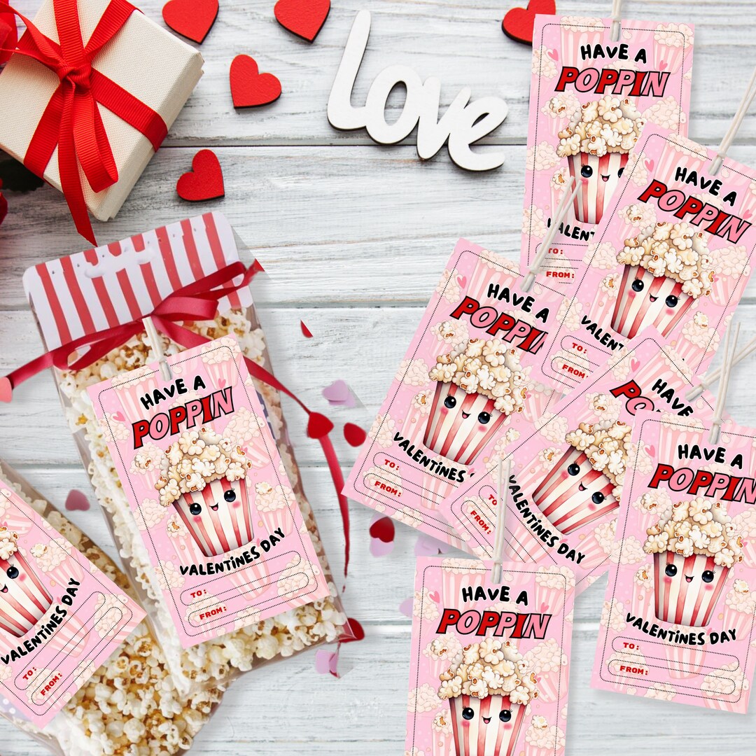 Cute Popcorn Valentine's Day Card, Digital Download, Printable Funny ...