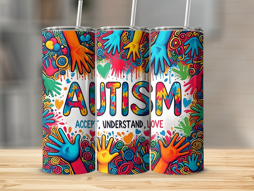 Autism Awareness Digital Art Print Sublimation, Colorful Hands Heart ...