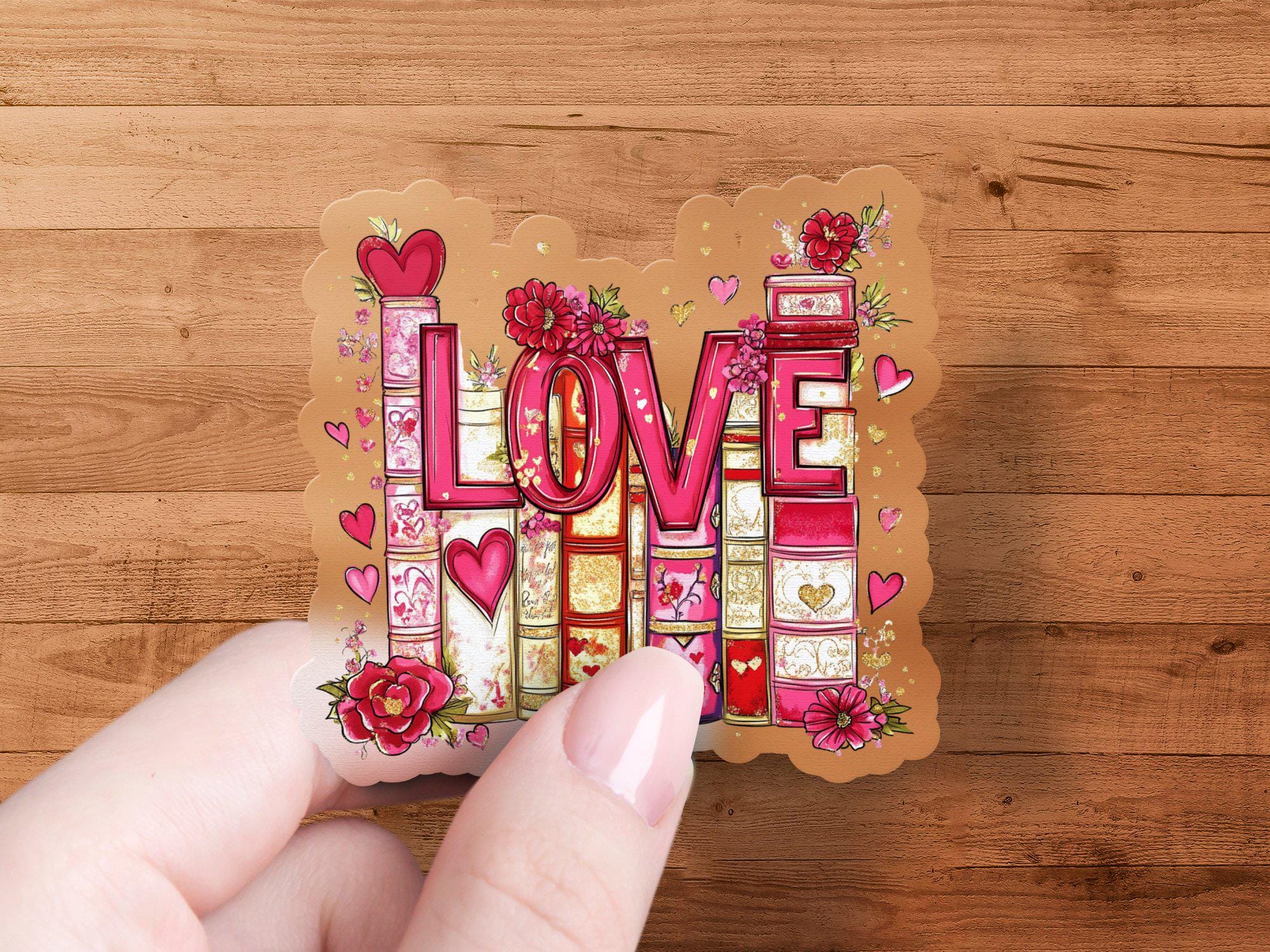 Love Book Stack Digital Art, Book Lovers Wall Art, Romantic Books ...
