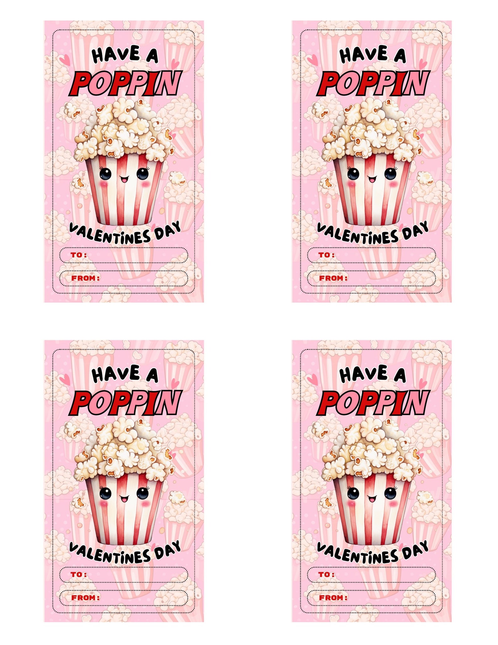 Cute Popcorn Valentine's Day Card, Digital Download, Printable Funny ...