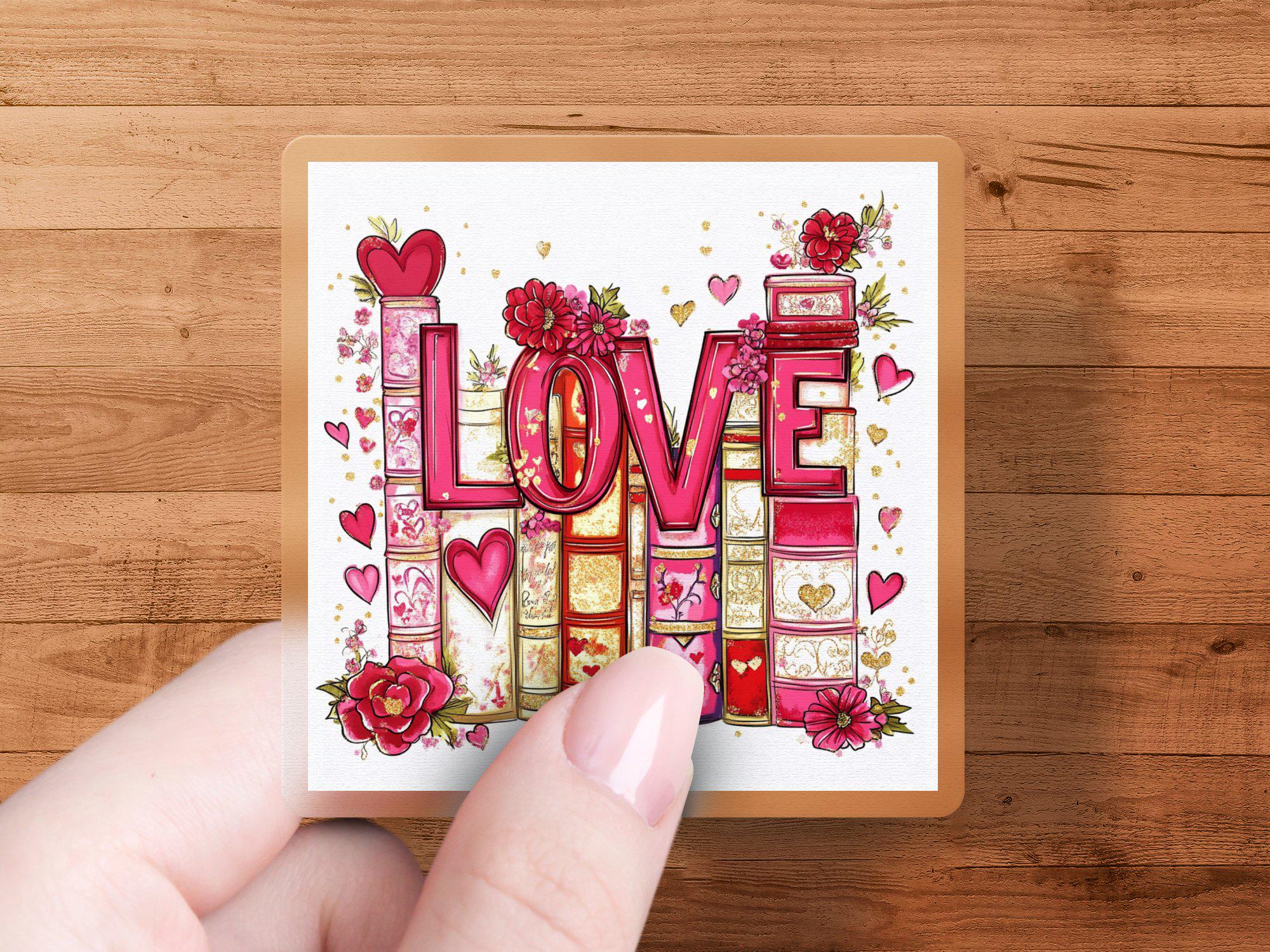 Love Book Stack Digital Art, Book Lovers Wall Art, Romantic Books ...