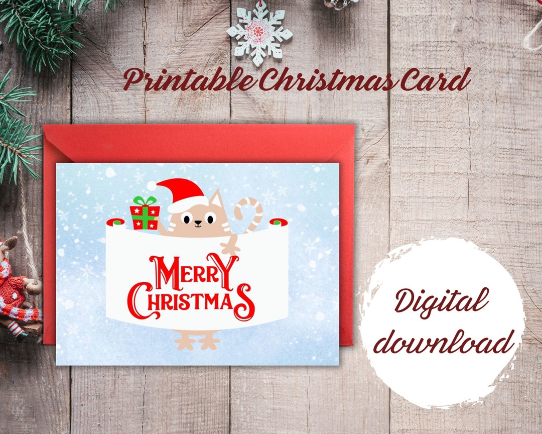 Printable Christmas Card, Merry Christmas - Etsy