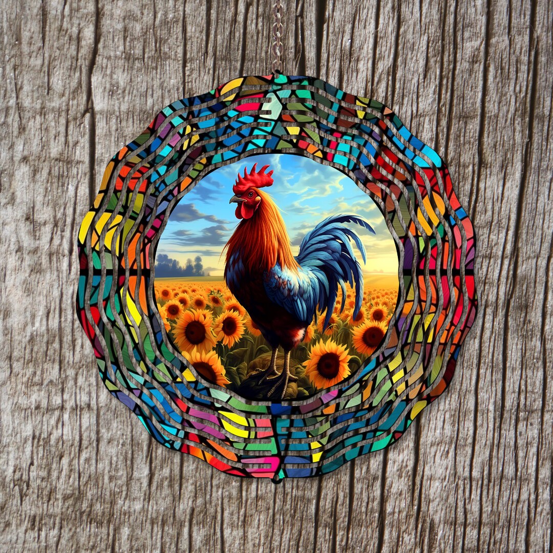 Rooster With Sunflowers Wind Spinner - Etsy