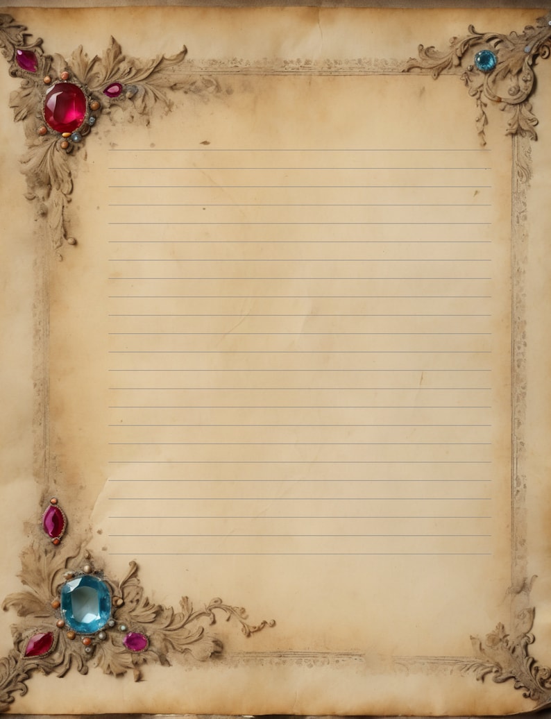 Weathered Jeweled Parchment Journal Pages Set of 200. - Etsy