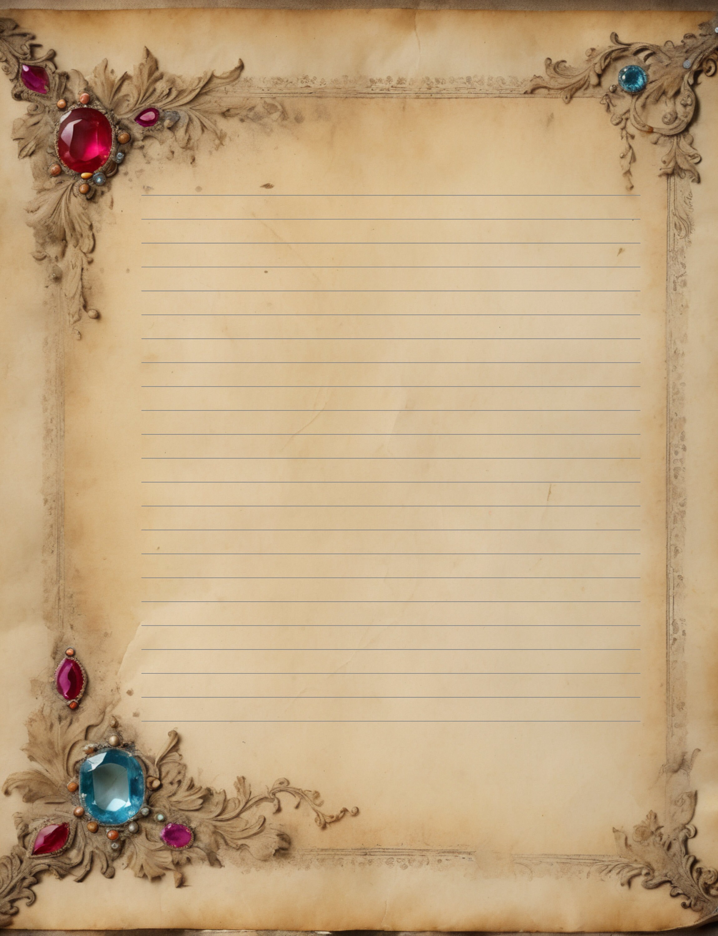 Weathered Jeweled Parchment Journal Pages Set of 200. - Etsy