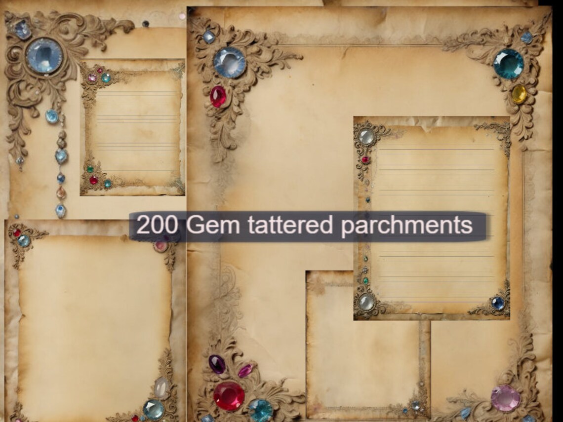 Weathered Jeweled Parchment Journal Pages Set of 200. - Etsy