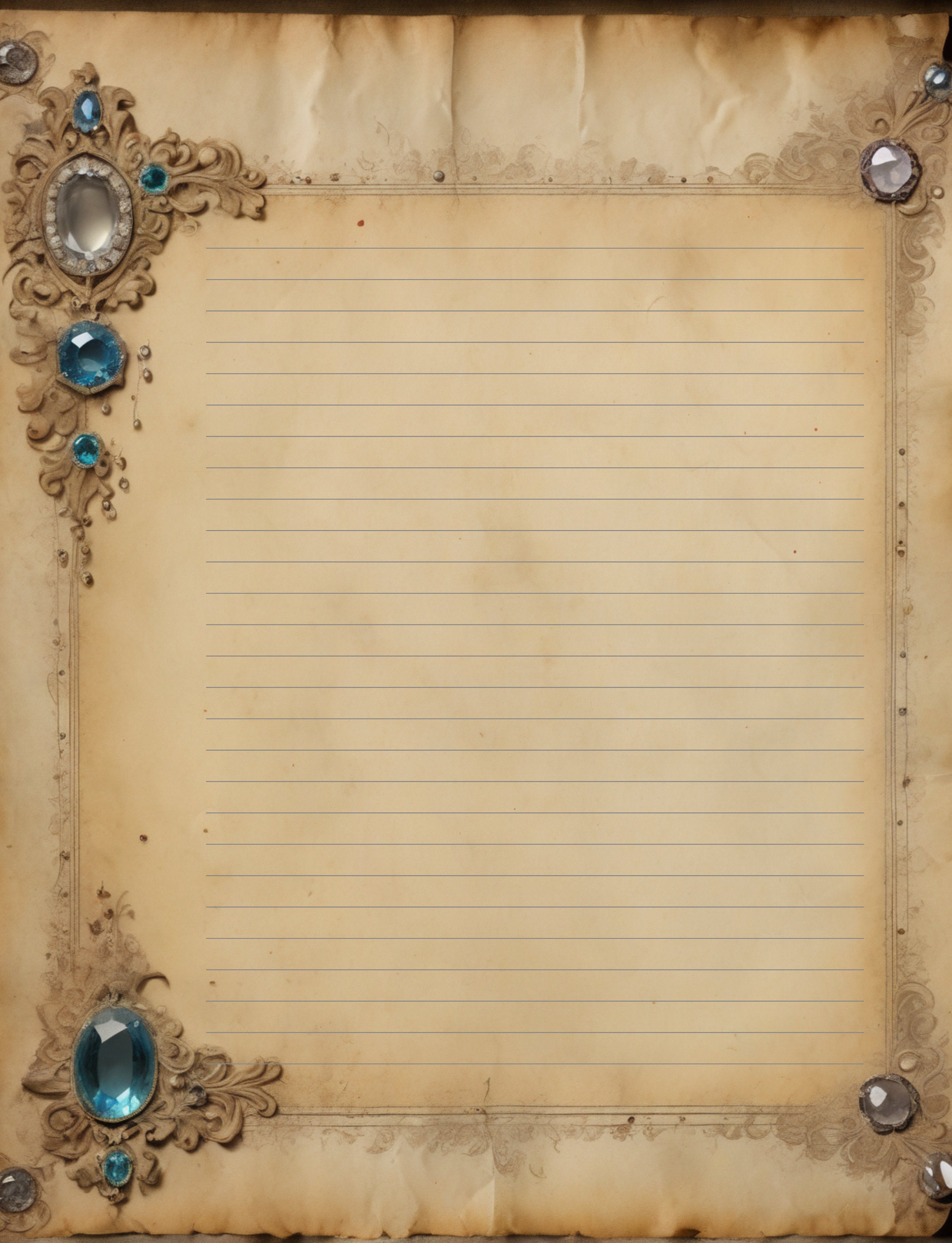 Weathered Jeweled Parchment Journal Pages Set of 200. - Etsy