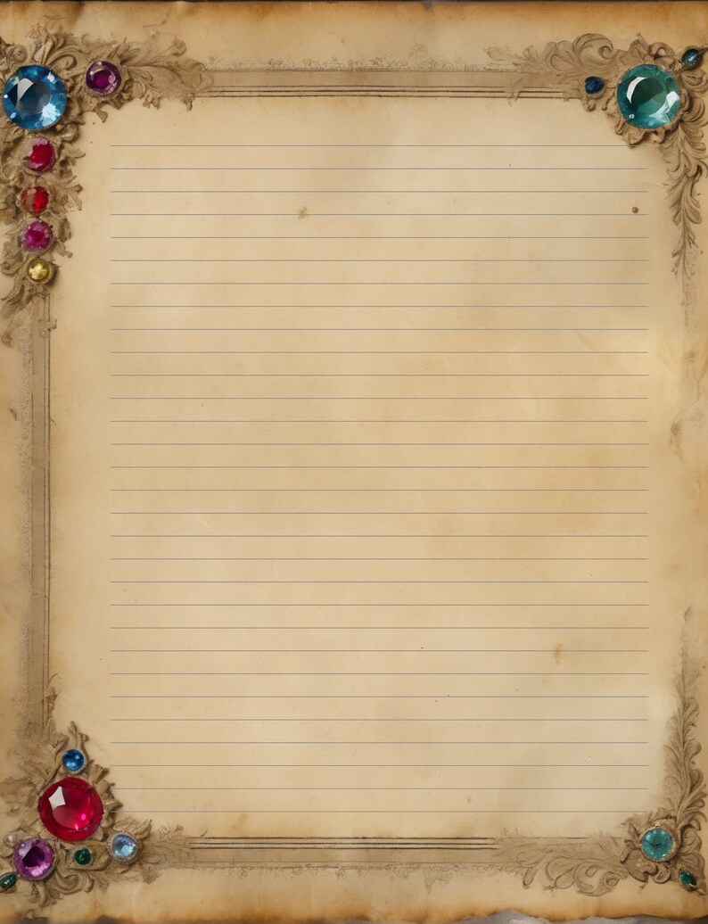 Weathered Jeweled Parchment Journal Pages Set of 200. - Etsy