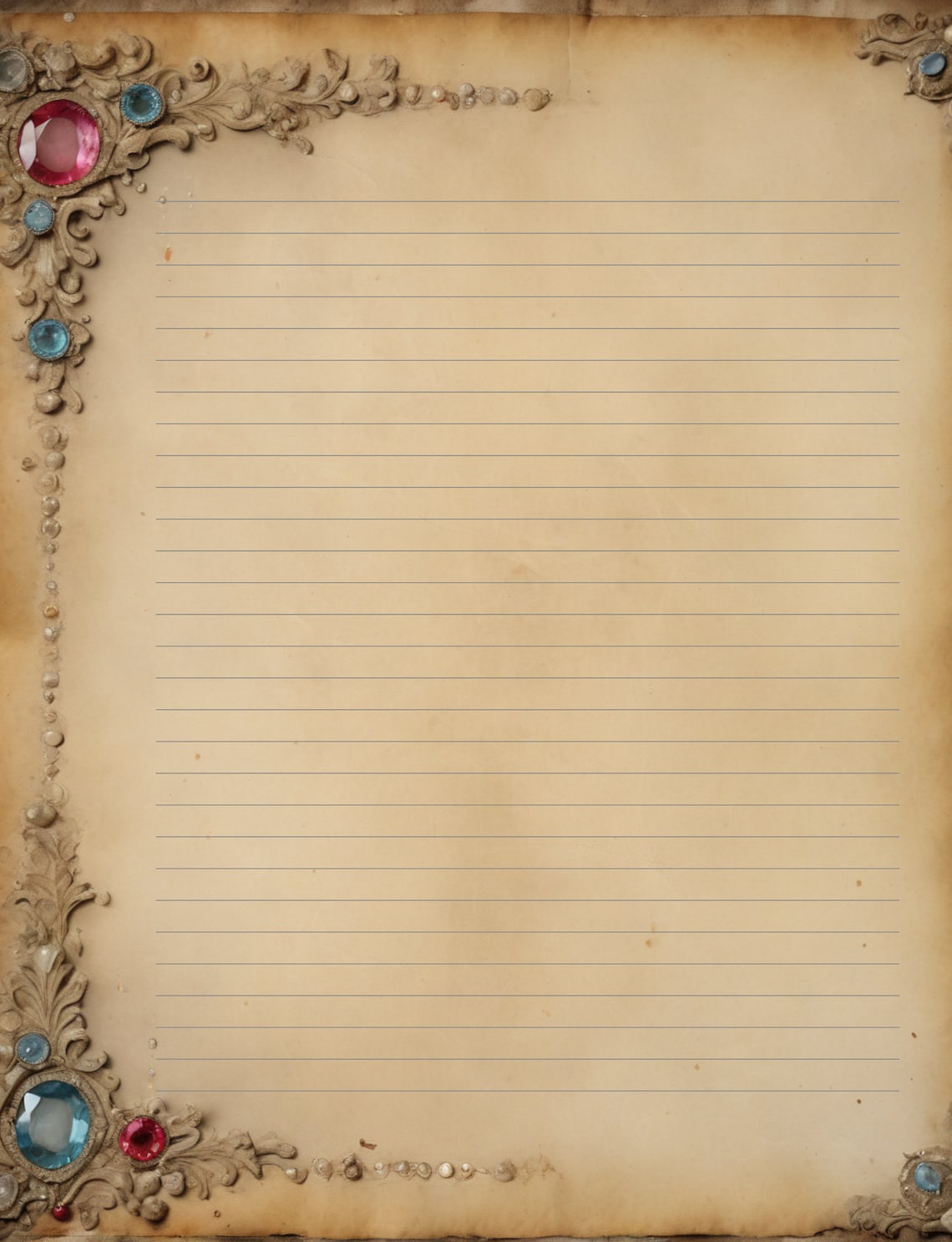 Weathered Jeweled Parchment Journal Pages Set of 200. - Etsy