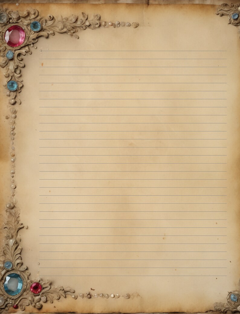 Weathered Jeweled Parchment Journal Pages Set of 200. - Etsy
