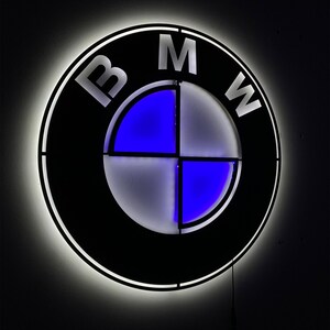 BMW LED Metal Wall Sign, Garage Decoration, Racing Decor, Car Logo, Man ...