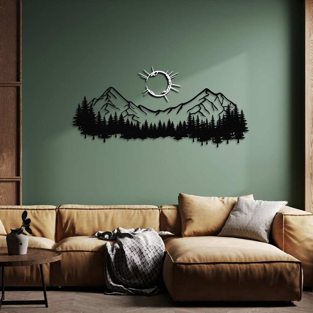 Forest Mountain Art, Landscape Wall Deco, Large Metal Wall Art ...