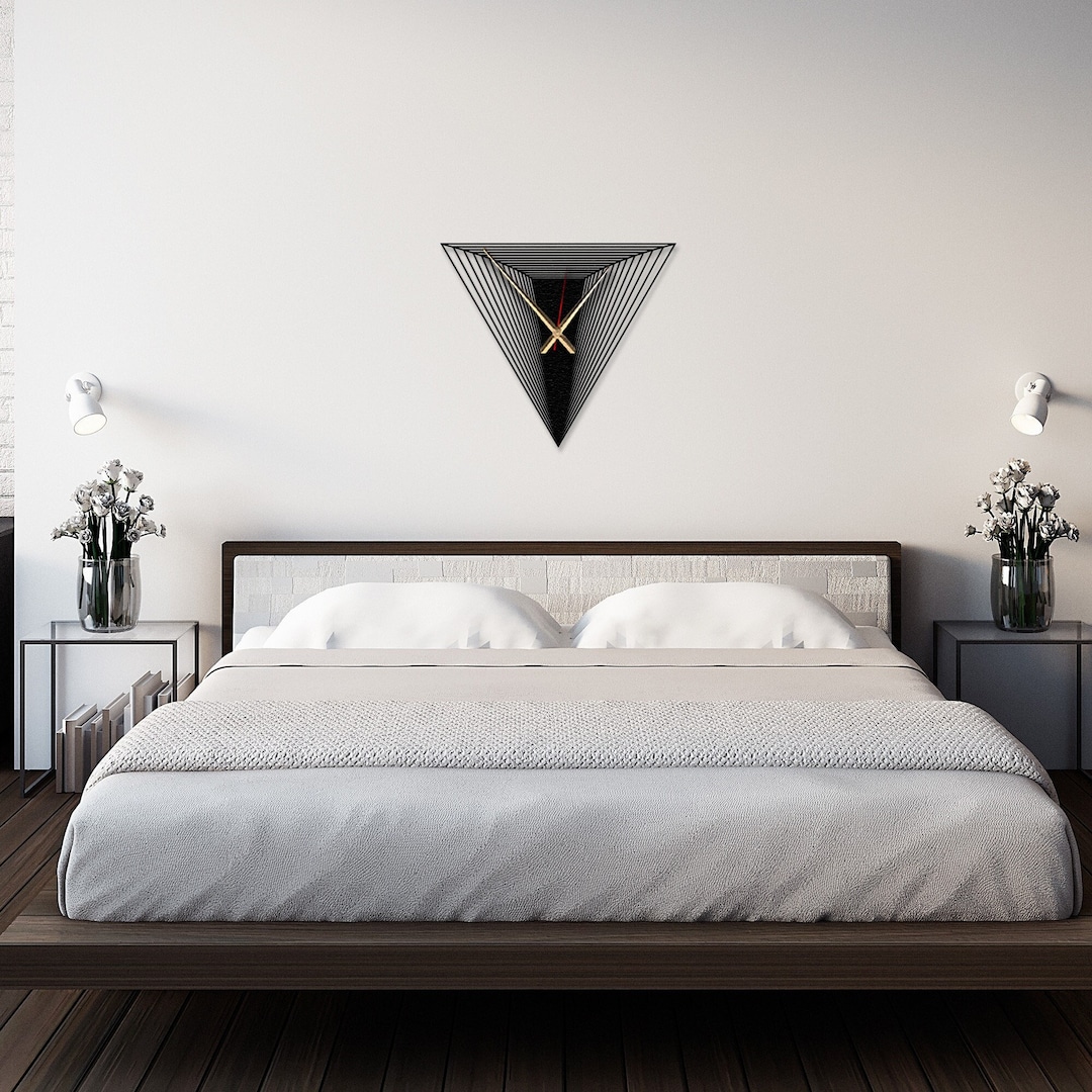 Triangle Metal Wall Clock, Modern Wall Clock, Office Clock, Home Clock ...