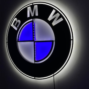 BMW LED Metal Wall Sign, Garage Decoration, Racing Decor, Car Logo, Man ...
