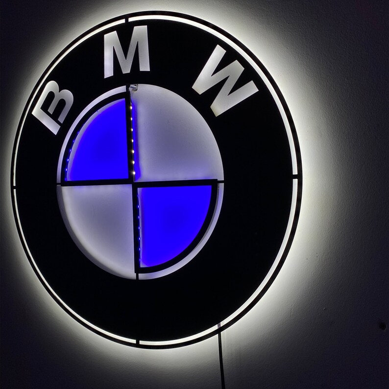 BMW LED Metal Wall Sign, Garage Decoration, Racing Decor, Car Logo, Man ...