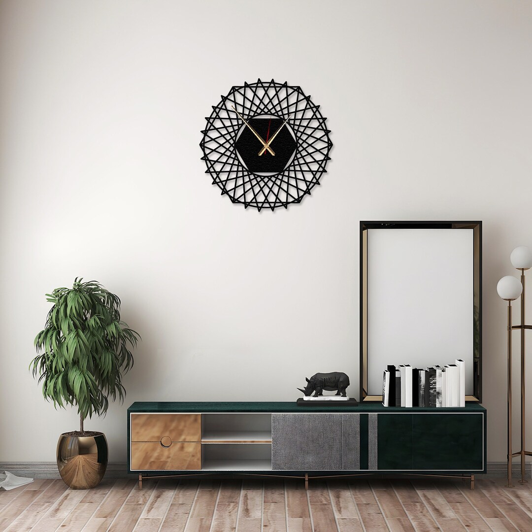 Hexagon Wall Clock, Modern Metal Clock, Retro Wall Clock, Mothers Day ...