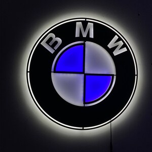 BMW LED Metal Wall Sign, Garage Decoration, Racing Decor, Car Logo, Man ...