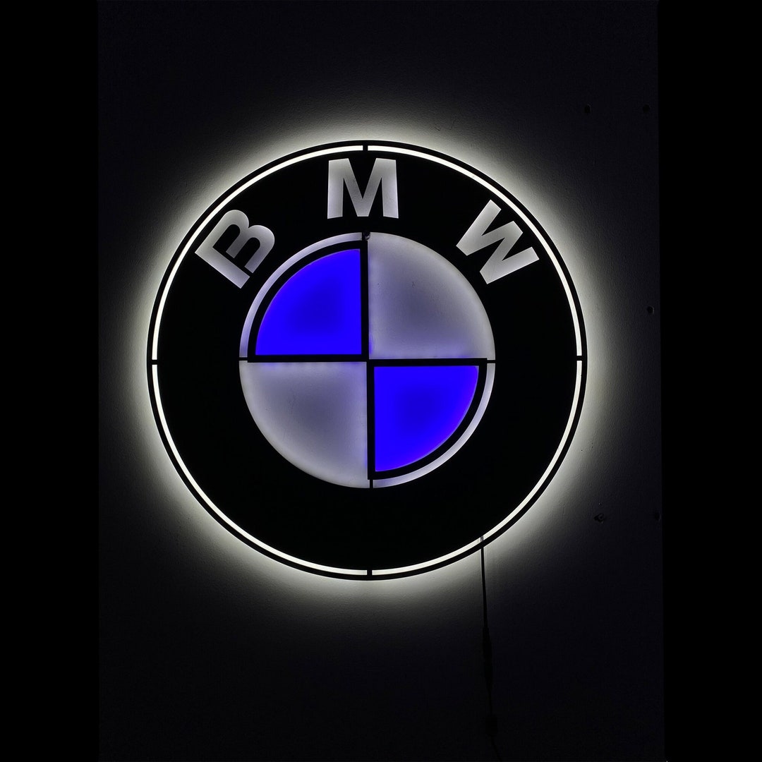 BMW LED Metal Wall Sign, Garage Decoration, Racing Decor, Car Logo, Man ...