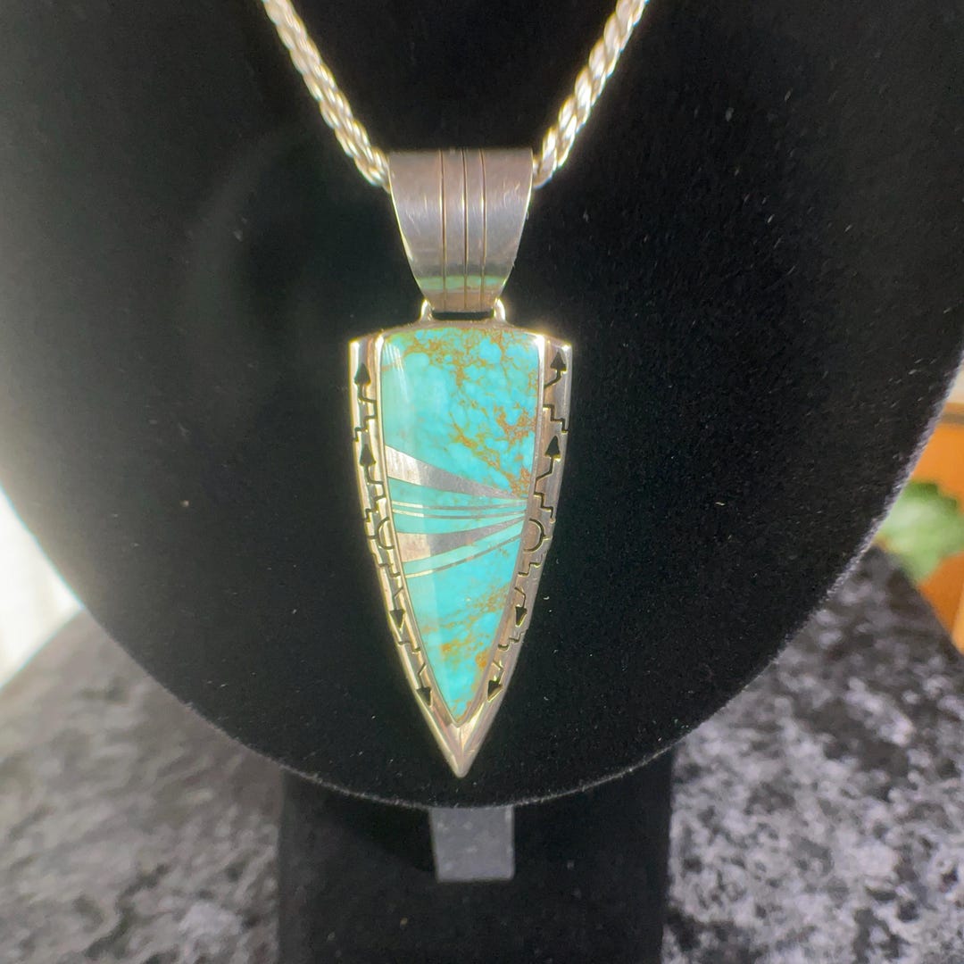 Vintage Signed Zuni Silversmith Alvin Fuson Tyrone Mine Turquoise Inlay ...