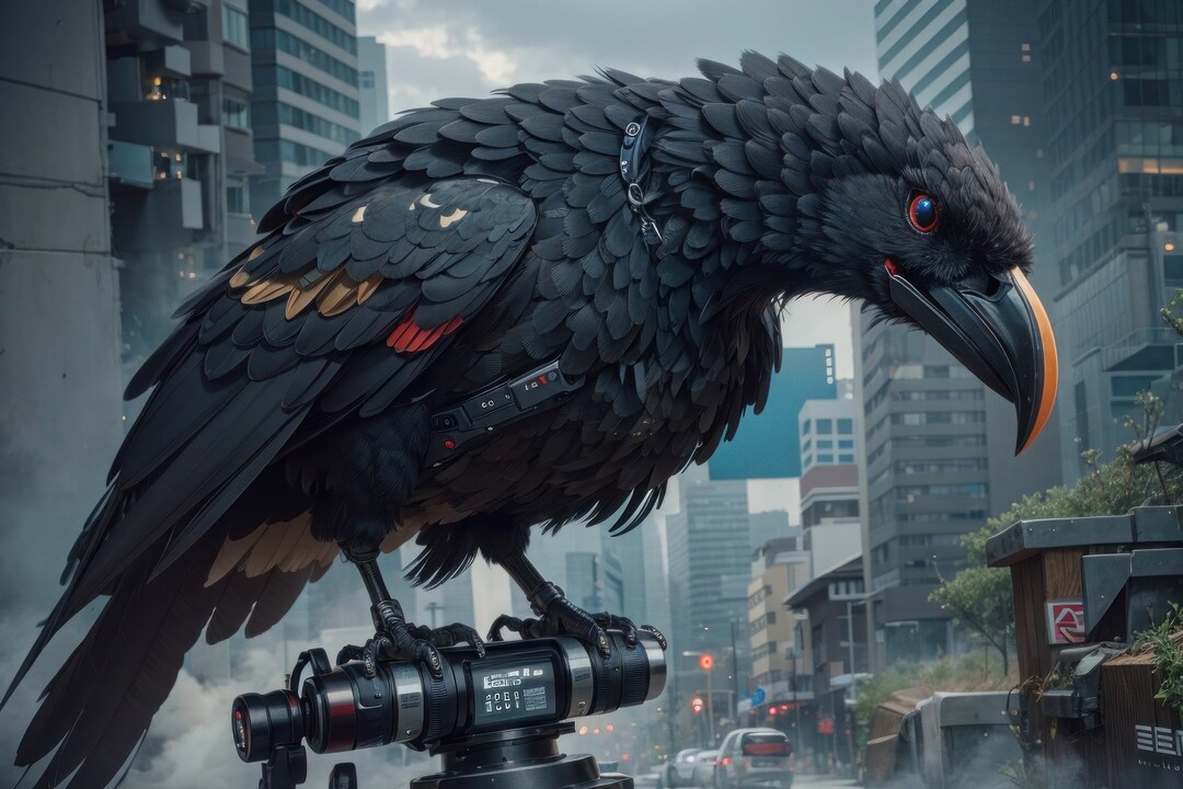 Cyborg Crow AI Art AI Generated Art Digital Art Digital Art Download ...