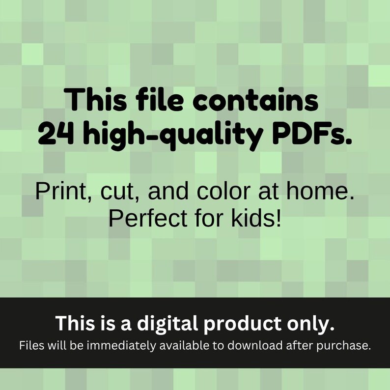 Print-and-color Birthday Cards (minecraft Inspired) – 24 Digital 5x7 ...