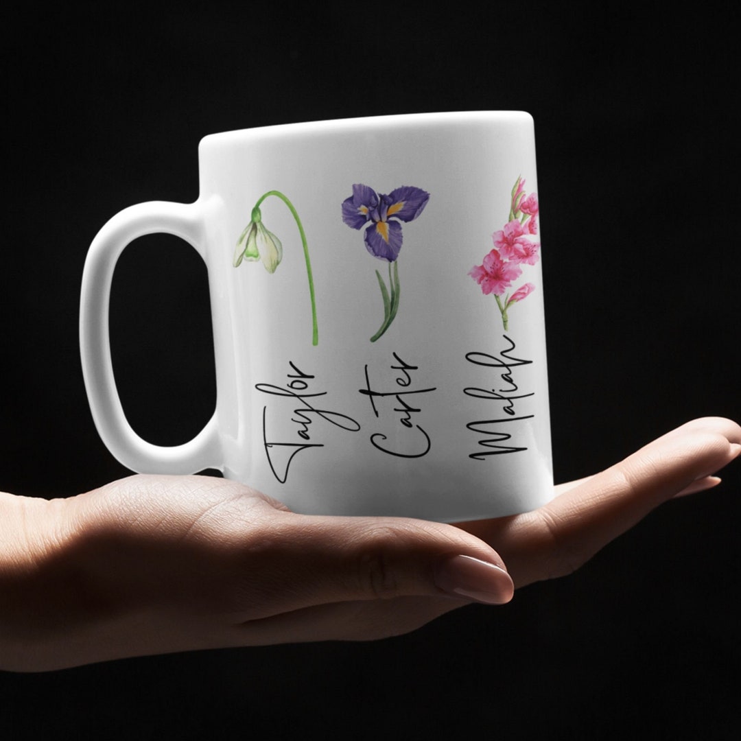 Birth Flower Coffee Mug Birth Flower Gift for Her Custom Mom Gift ...