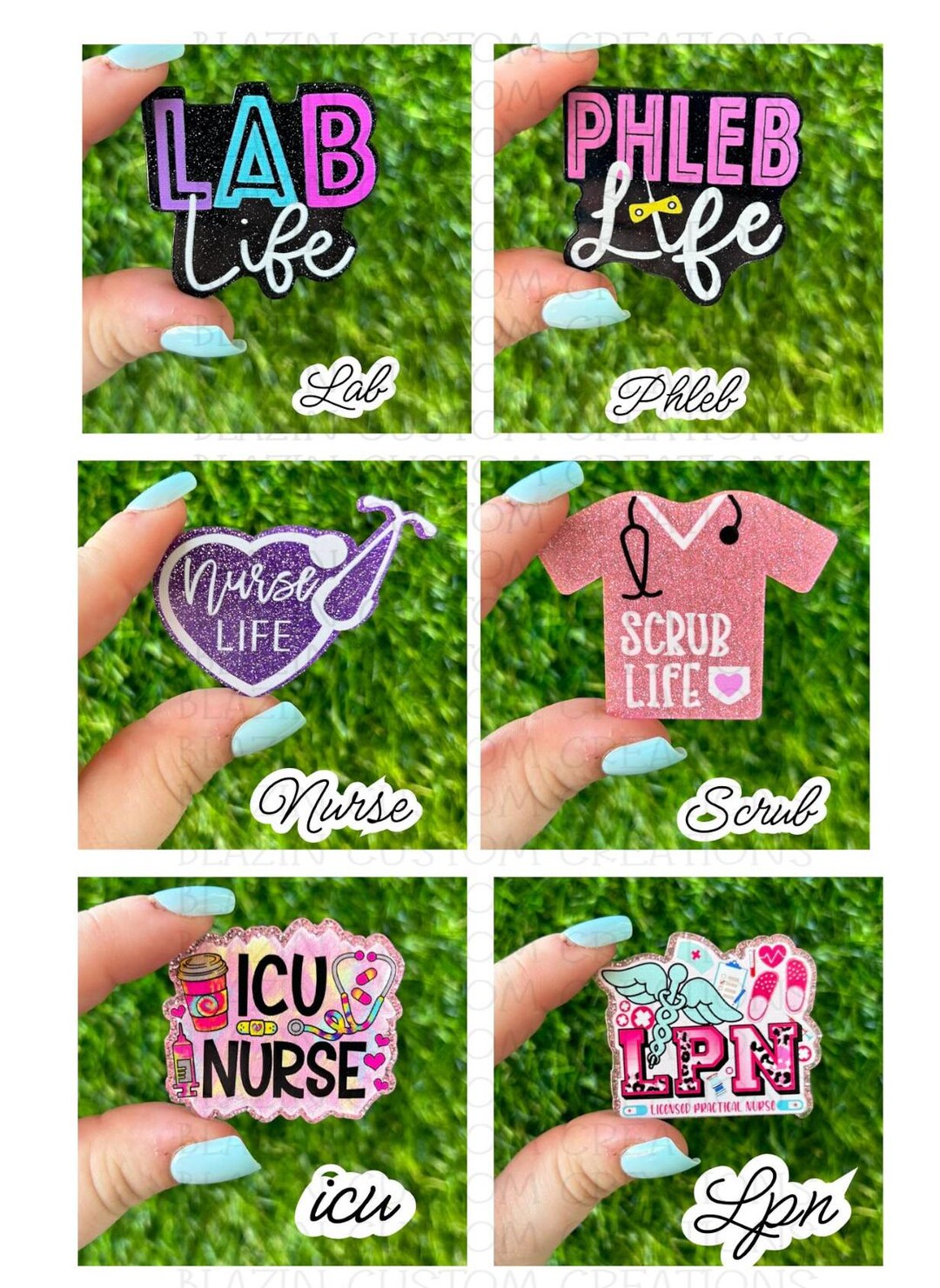 Badge Reel Custom | Nursing | ICU-LPN | Medical | Acrylic | Graduation ...