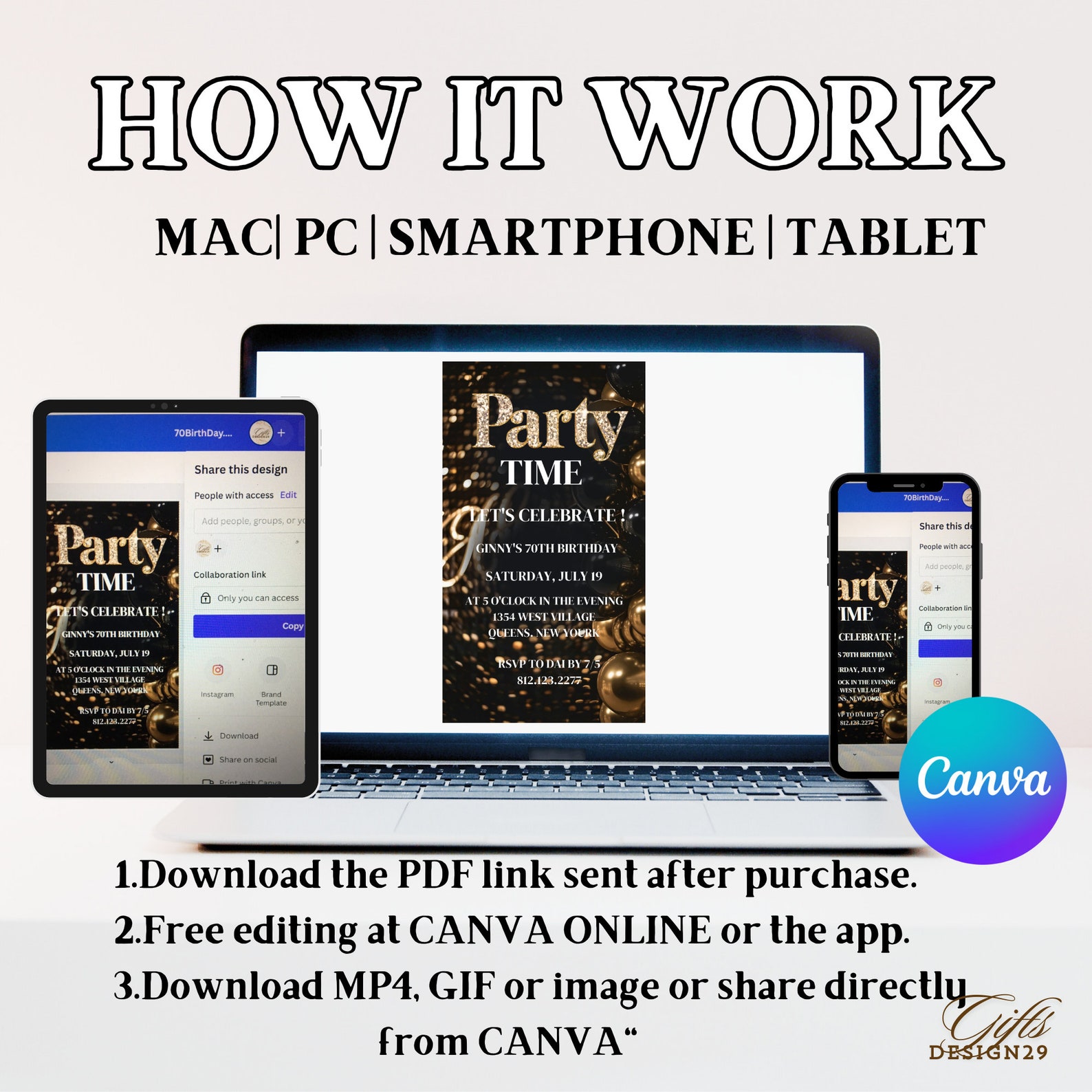 Electronic Party Invitation Animated Party Invitation Message Digital ...