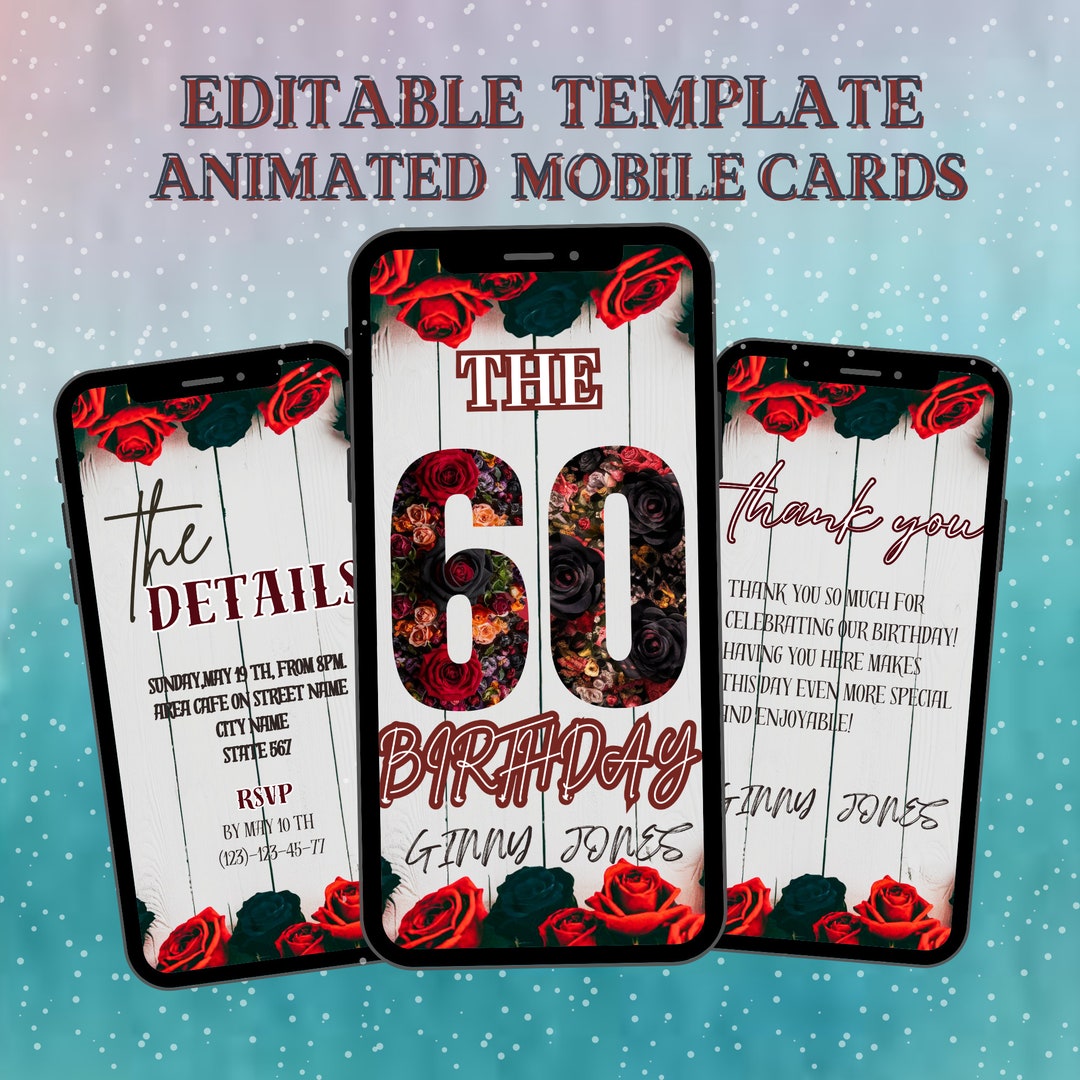 Animated Video Invitation 60th Birthday Digital Birthday Party ...