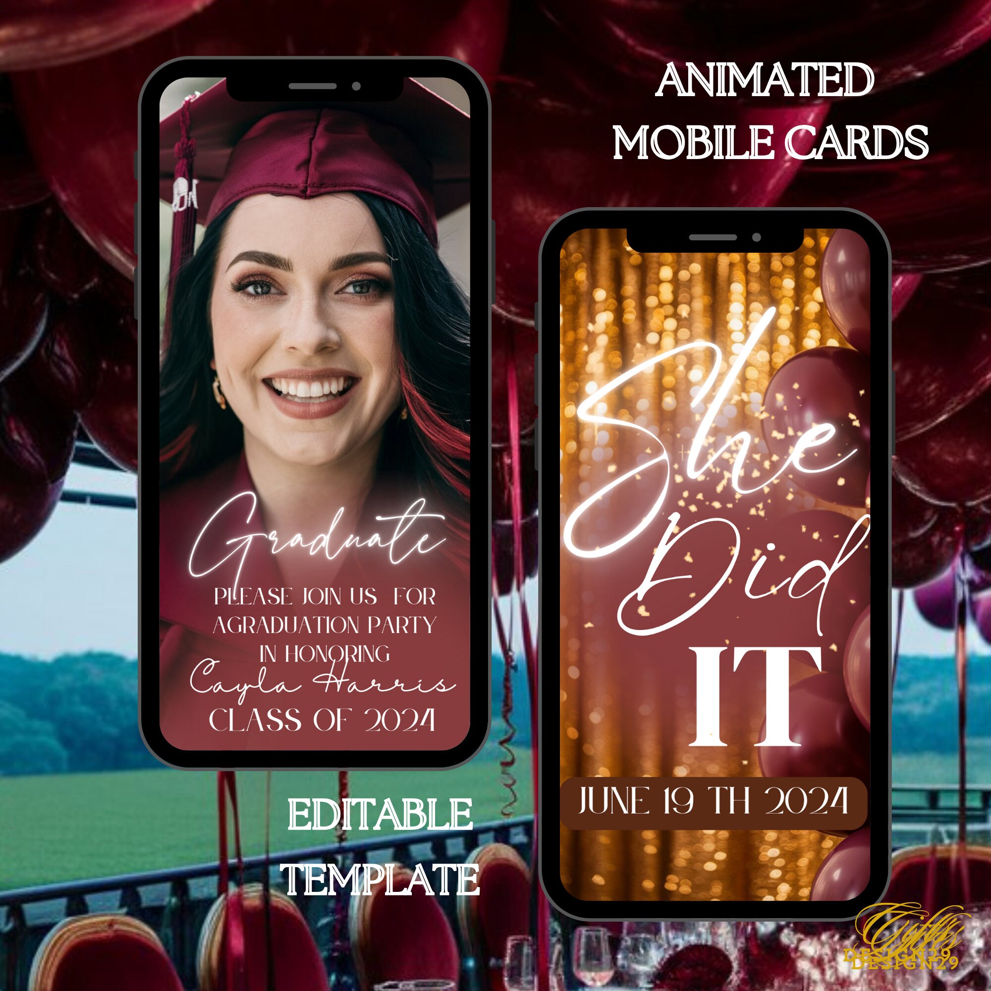 Graduates, 2024 Graduation Invitation, Maroon Graduation Invitation ...