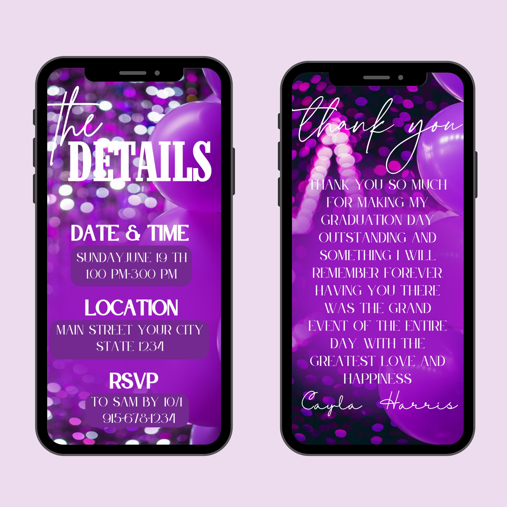 Purple Graduation Invitation Graduation 2024 Purple Graduation ...