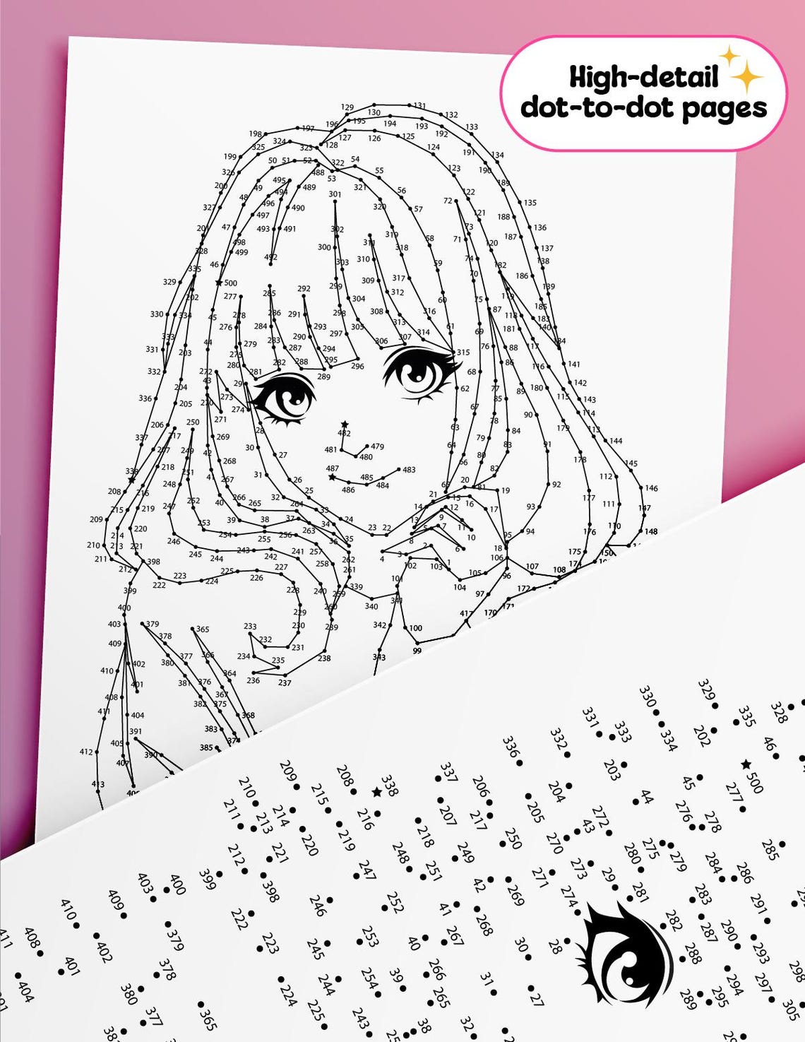 Anime Dot-to-dot Printable Set | 400–500 Dots | 15 Pages | PDF A4 ...