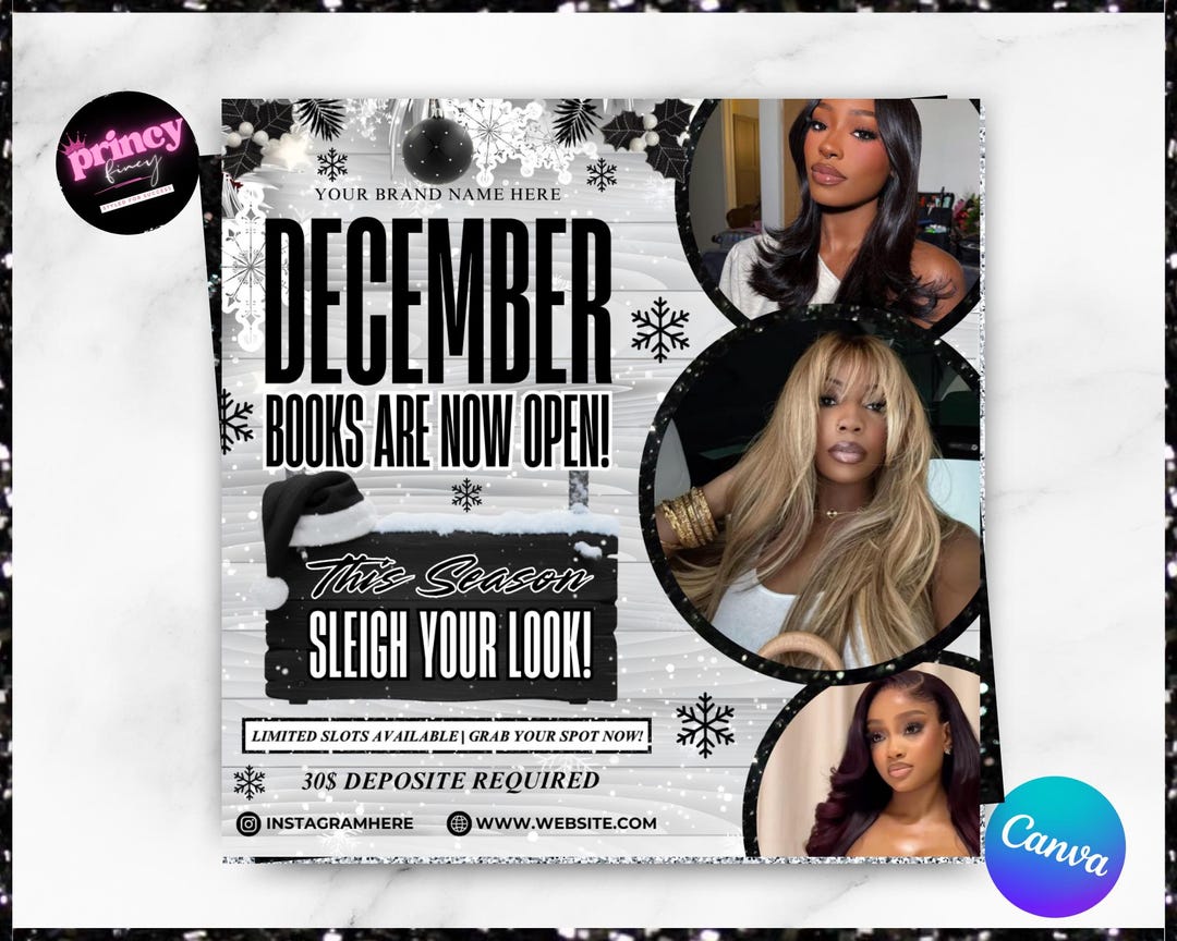 December Bookings, December Booking Flyer, Christmas Booking Flyer ...