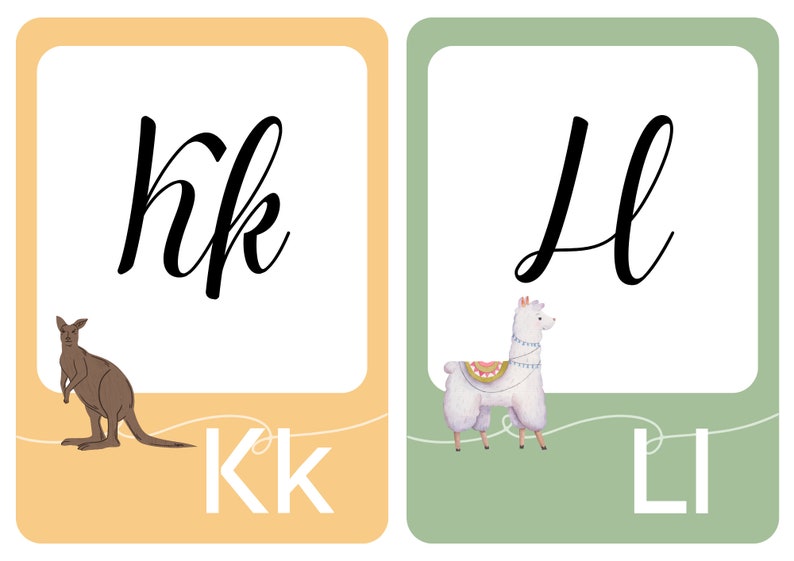 26 Printable Cursive Alphabet Flash Cards Preschool-kdg - Etsy