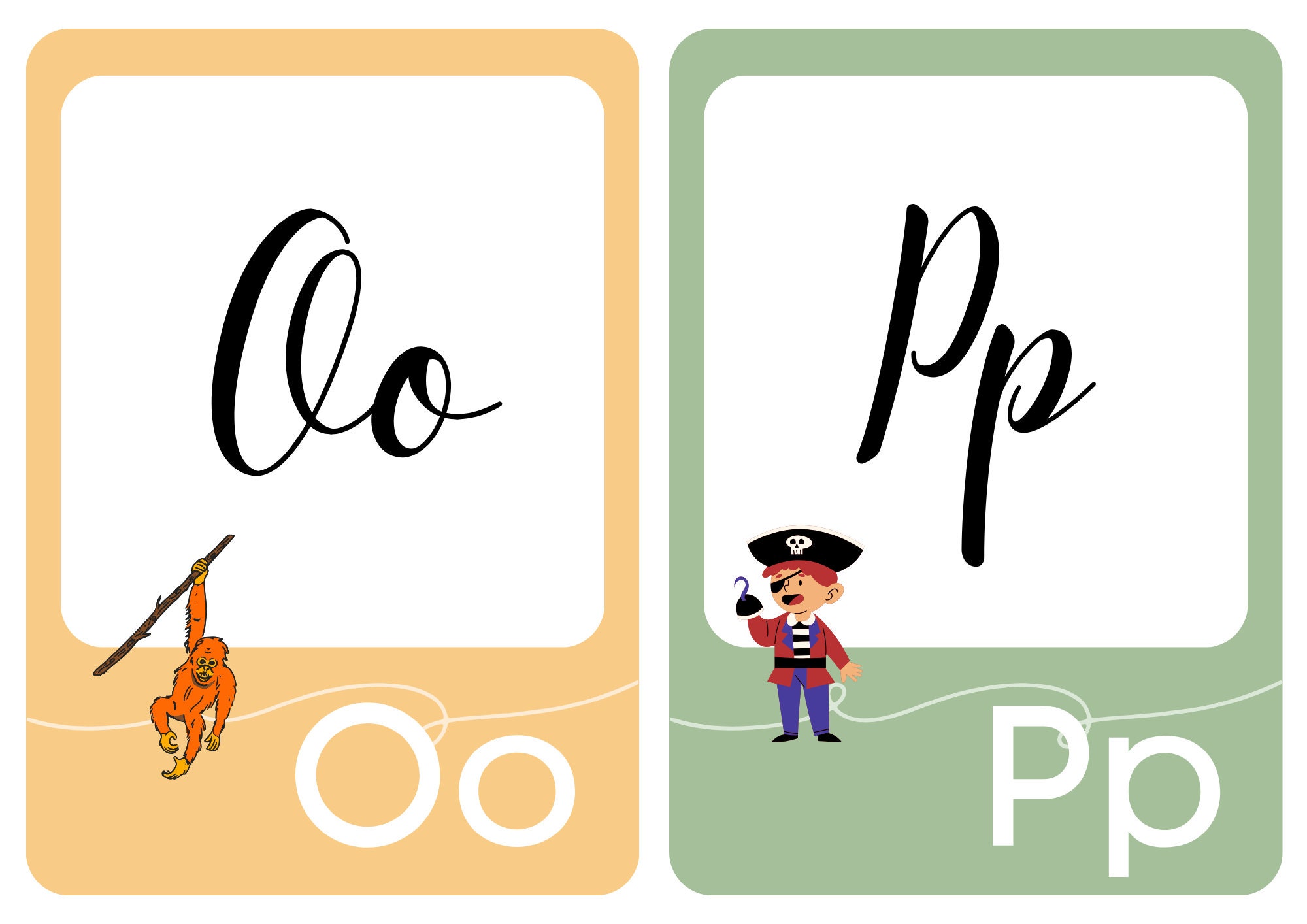 26 Printable Cursive Alphabet Flash Cards Preschool-kdg - Etsy