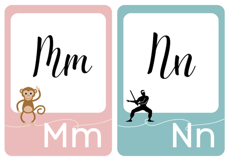 26 Printable Cursive Alphabet Flash Cards Preschool-kdg - Etsy