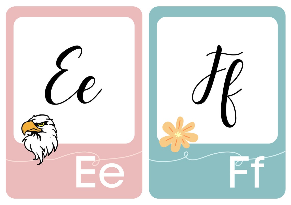 26 Printable Cursive Alphabet Flash Cards Preschool-kdg - Etsy