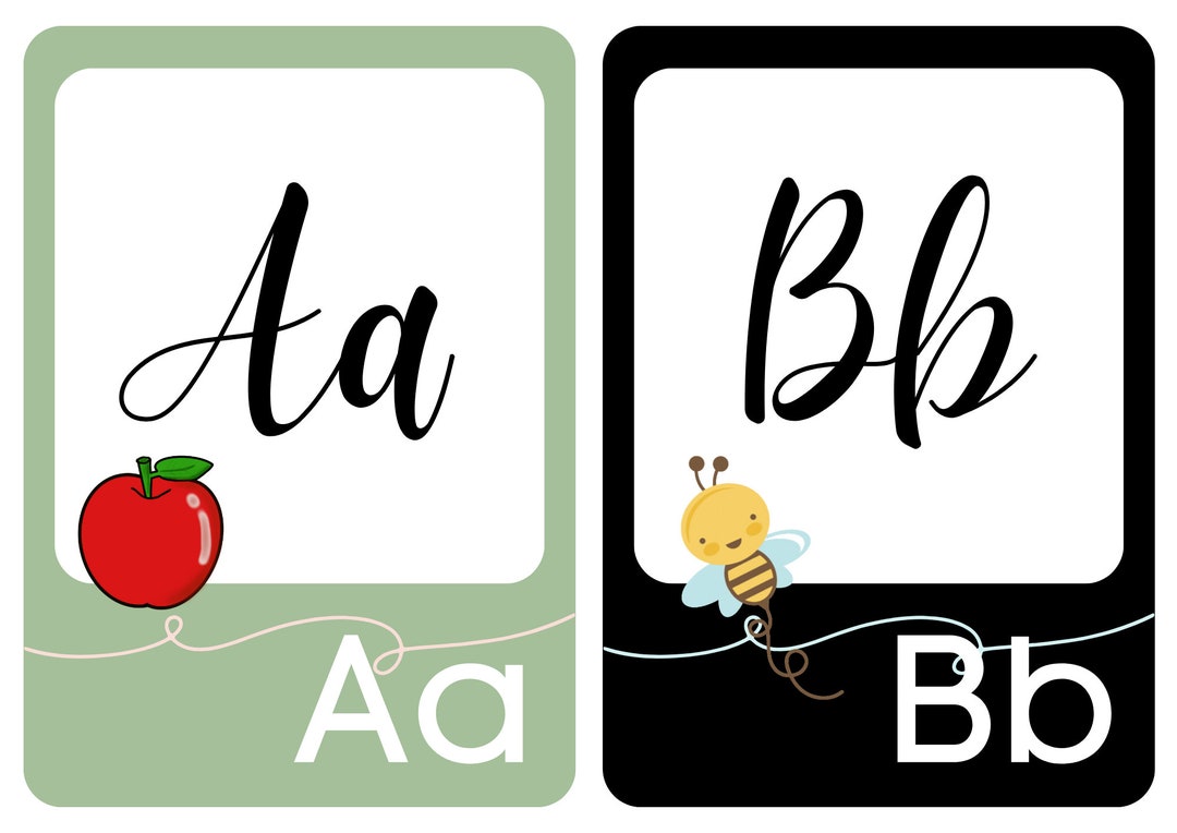 26 Printable Cursive Alphabet Flash Cards Preschool-kdg - Etsy