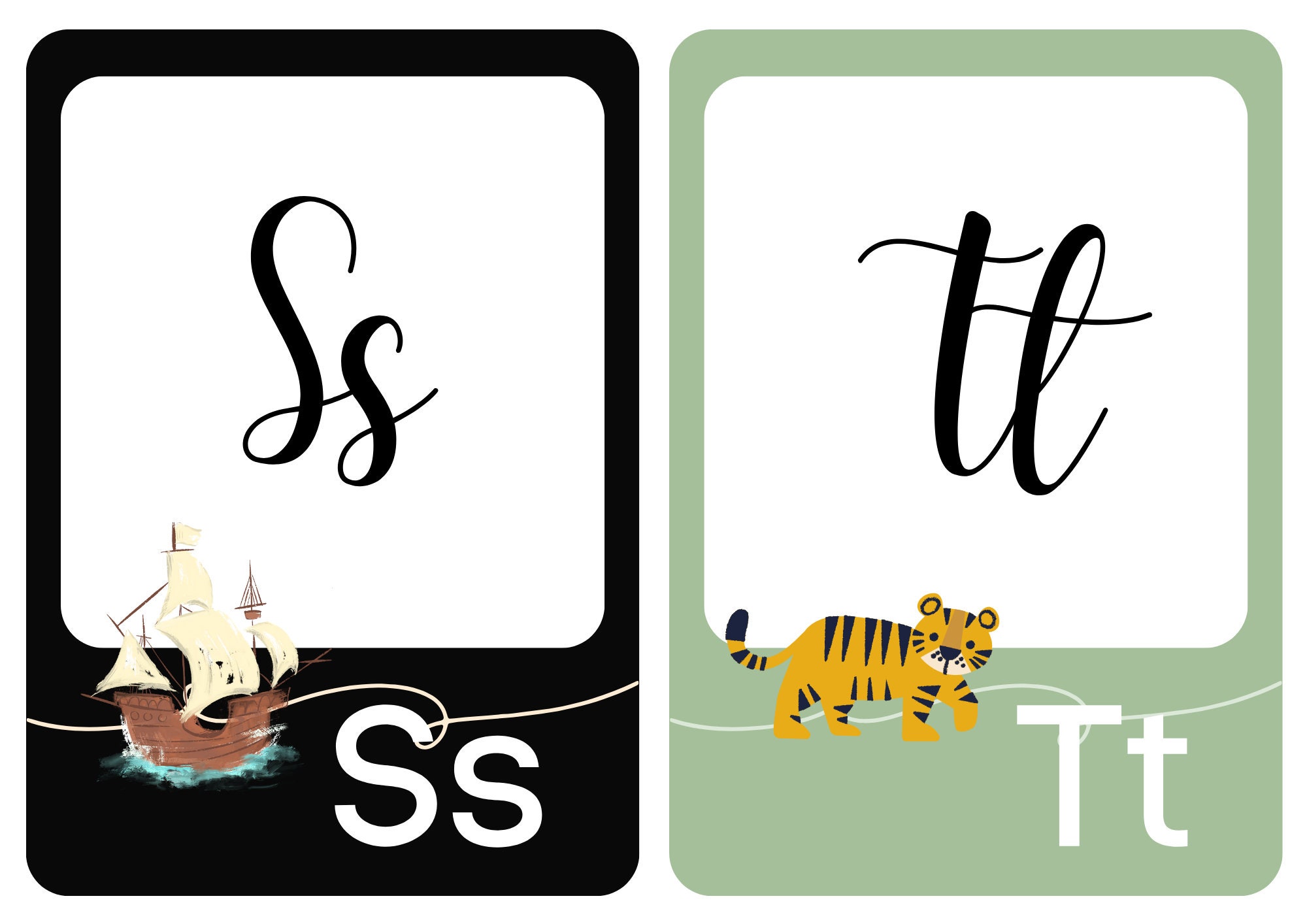 26 Printable Cursive Alphabet Flash Cards Preschool-kdg - Etsy