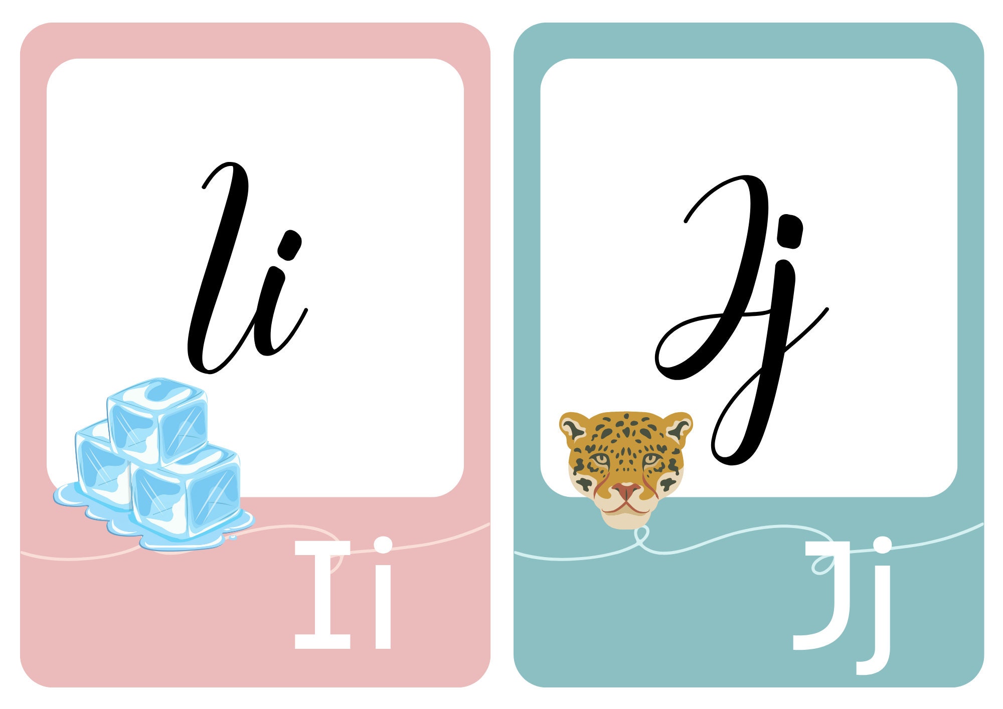 26 Printable Cursive Alphabet Flash Cards Preschool-kdg - Etsy