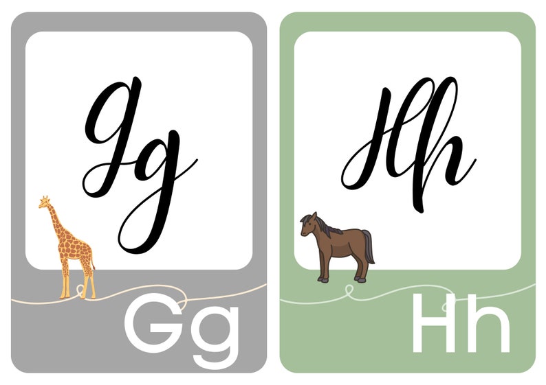 26 Printable Cursive Alphabet Flash Cards Preschool-kdg - Etsy