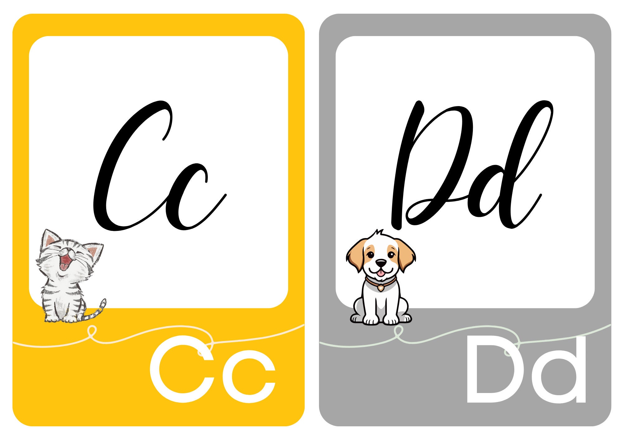 26 Printable Cursive Alphabet Flash Cards Preschool-kdg - Etsy