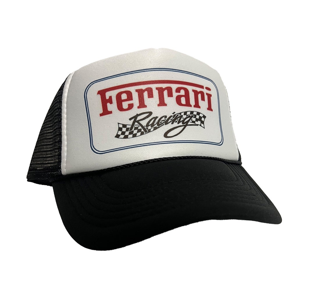 Ferrari Racing Trucker Hat Mesh Trucker Hat Trendy Vintage Style Black ...