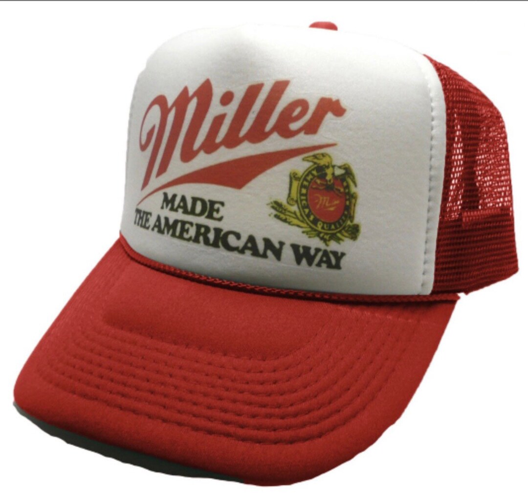 Miller Beer Trucker Hat Made the American Way Vintage Inspired Snapback ...