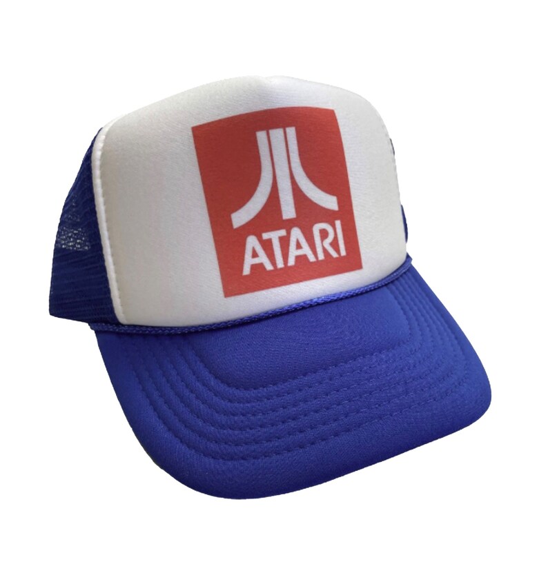 Atari Vintage Style Trucker Hat Royal Blue Trendy Video Game Mesh ...