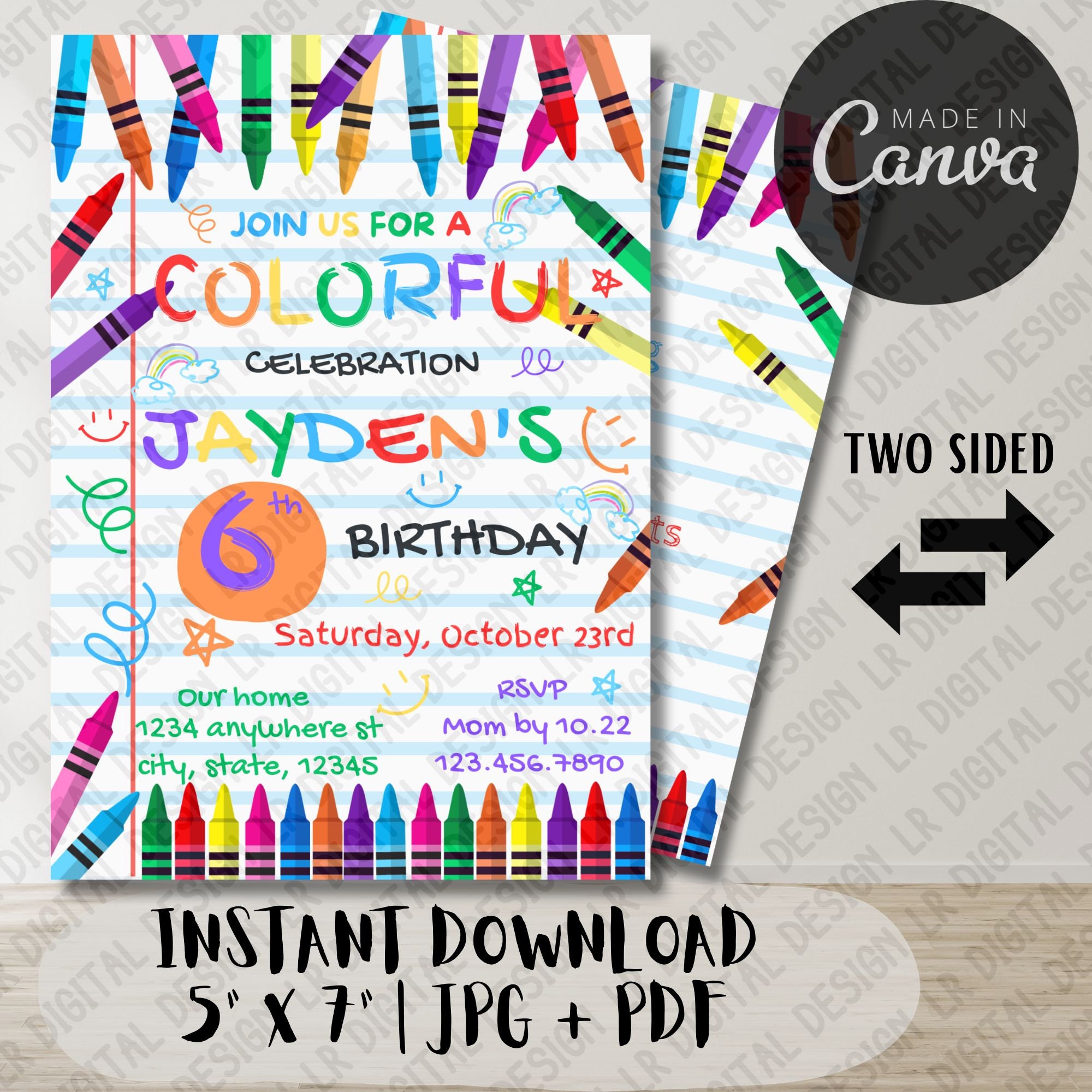 Colorful Crayon Party Invite - Unleash Your Creativity! - Etsy