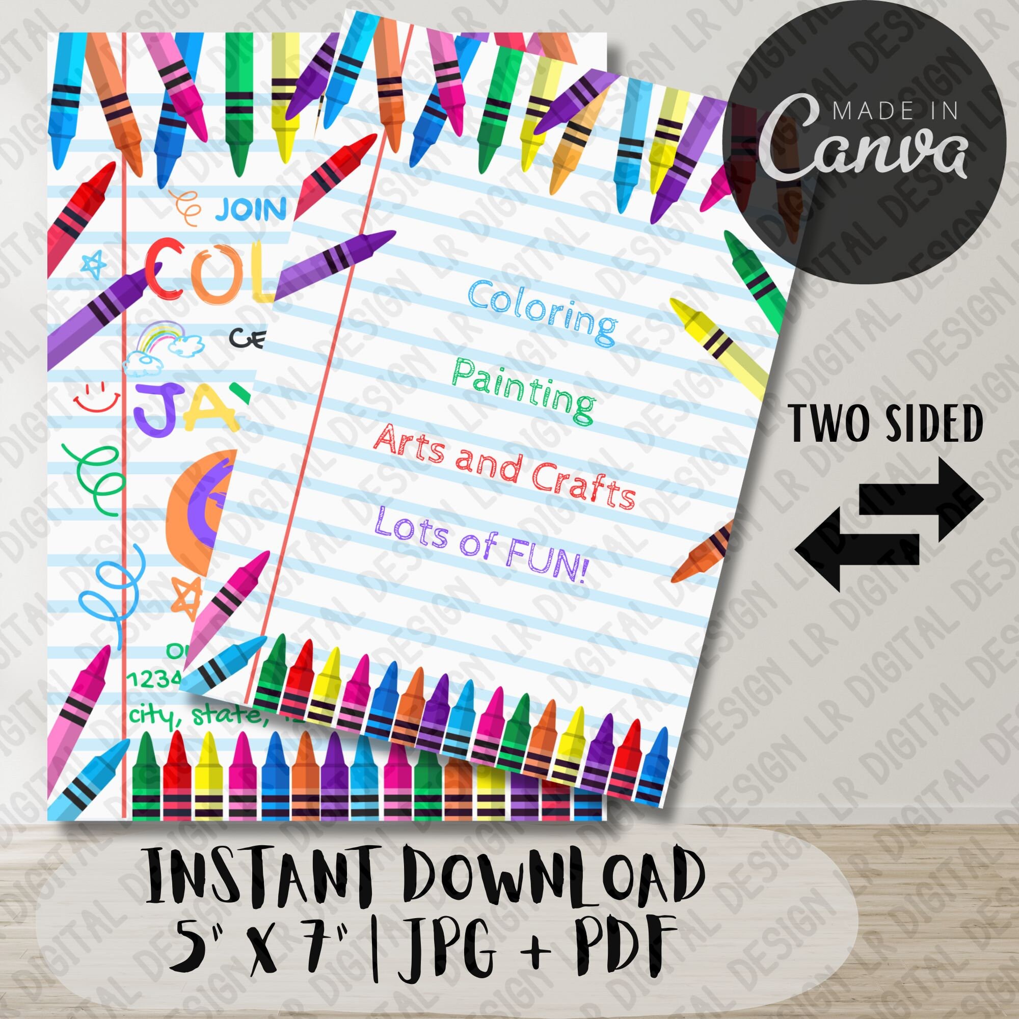 Colorful Crayon Party Invite - Unleash Your Creativity! - Etsy